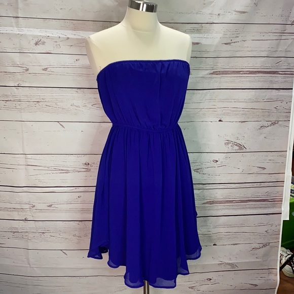 one clothing | Dresses | One Clothing Strapless Blue Dress | Poshmark